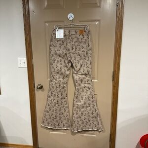 Ranch Dressn | Pants & Jumpsuits | Stylish Beige Cactus Flare Pants ...